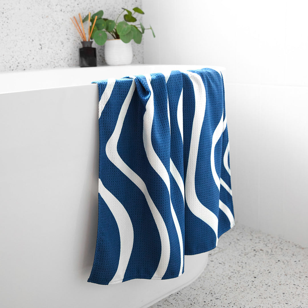 Navy and white bath towels store